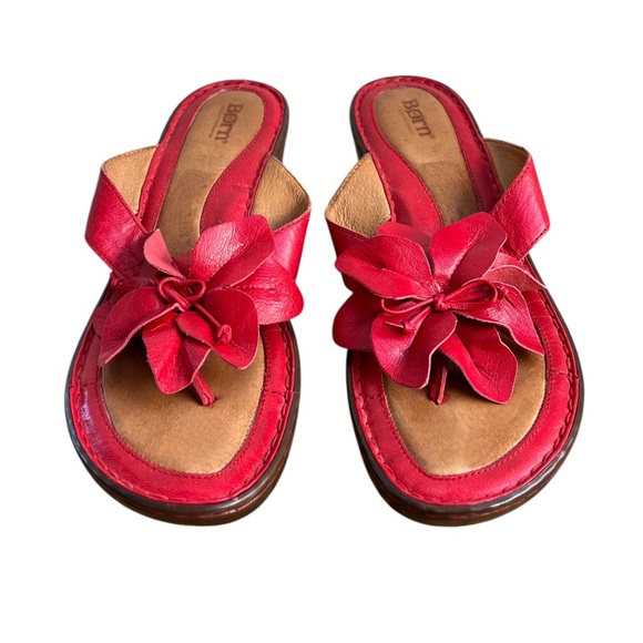 Born | Shoes | Born Leather Sandals Womens 1 Red Floral Shoes | Poshmark